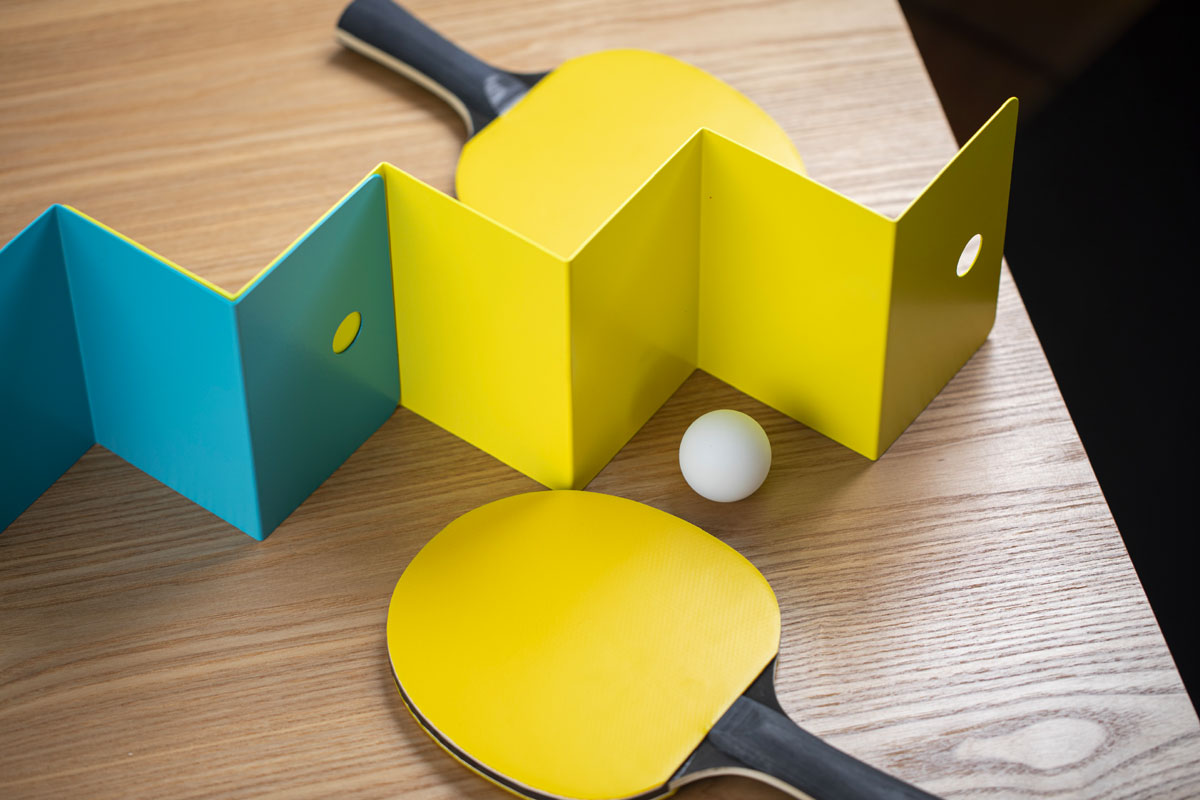 The design celebrates the popularity and subculture of ping pong